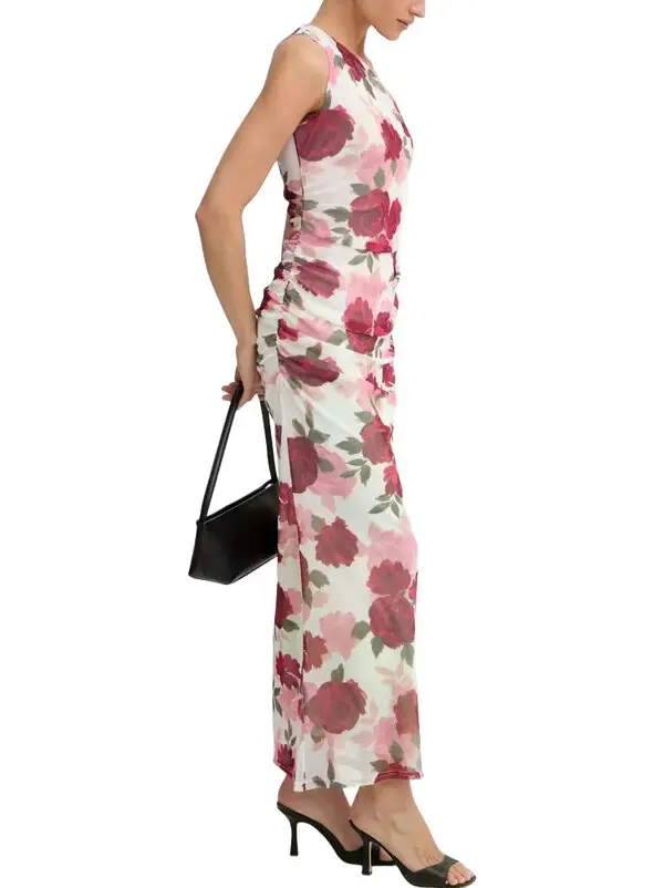 MORGAN Rilbo Floral-print Asymmetric Neck Maxi Dress - Red