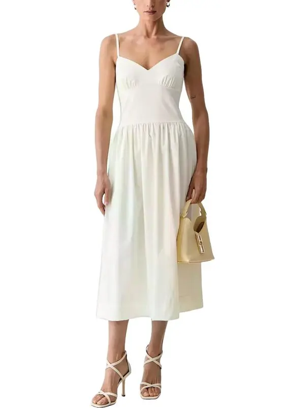 MORGAN Smocked Tie-back Midi Dress - Neutrals