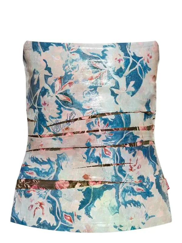 DIESEL® Floral Print Strapless Top - Blue