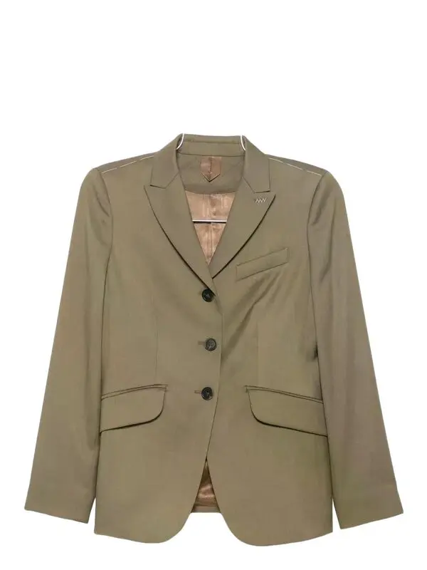 Max Mara Single-breasted Blazer In Khaki Virgin Wool - Green
