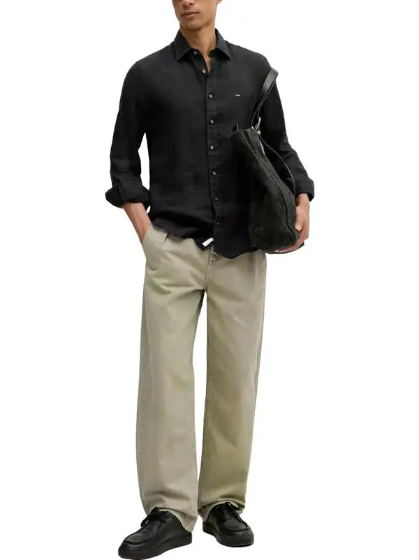 Michael Kors Logo-embroidered Long-sleeved Shirt - Black