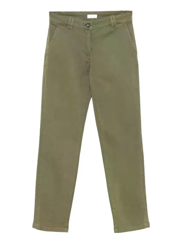 Liu Jo Cropped Trousers With Embroidered Logo - Green