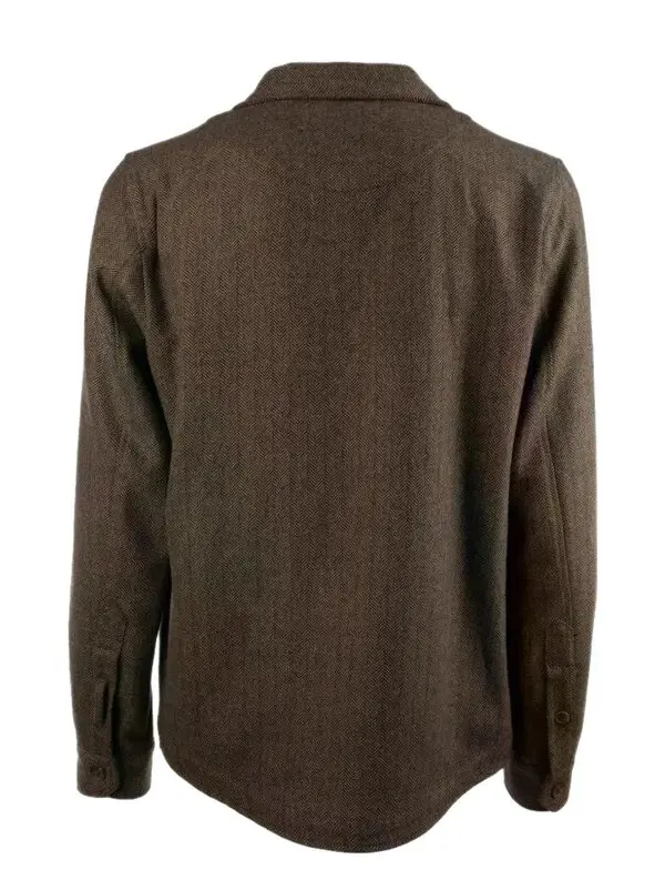 MYTHS Herringbone-pattern Button-down Jacket - Brown