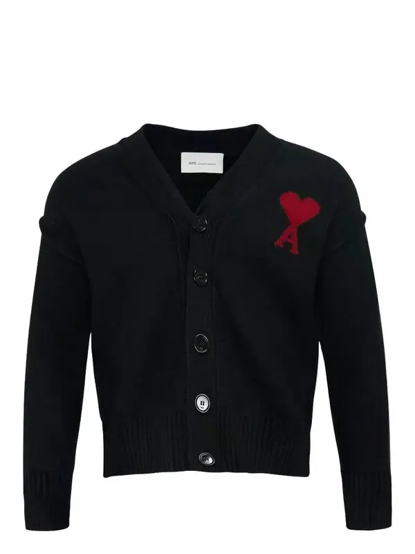 AMI Paris De Coeur Cardigan - Black