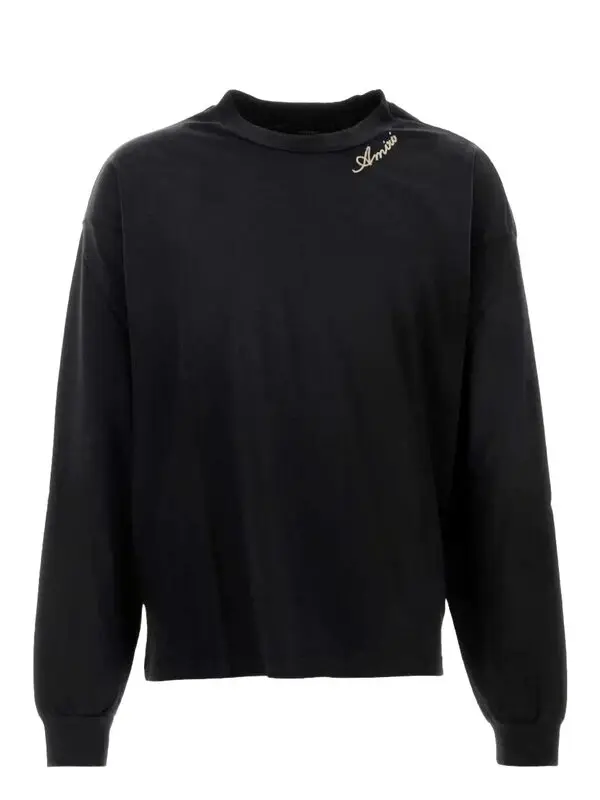 Amiri Logo-embroidered Long-sleeved Cotton T-shirt - Black