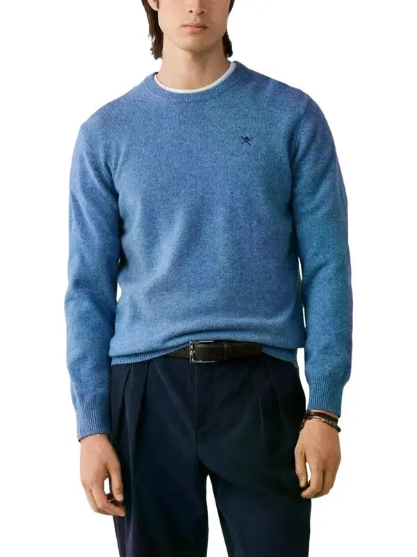 HACKETT LONDON Lambswool Crew Neck Sweater - Blue