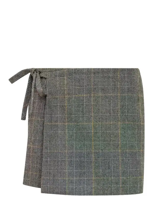 Kenzo Check Wrap Mini Skirt - Grey