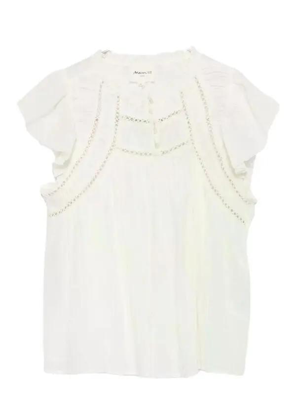 MAISON123 Dover Embroidered Ruffled Blouse - Neutrals