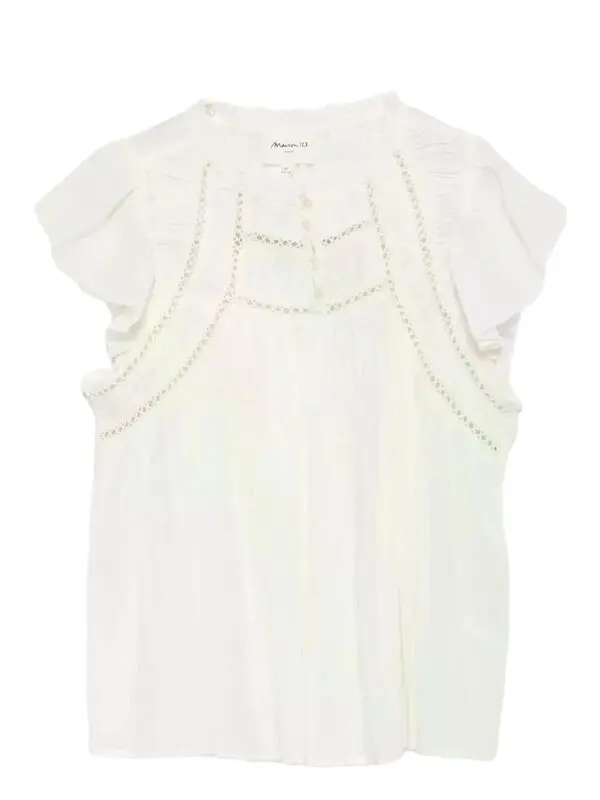 Maison123 Dover Embroidered Ruffled Blouse - Neutrals