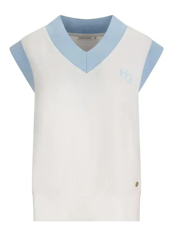 HOUSE OF GRAVITY Spencer Logo-embroidered V-neck Top - White