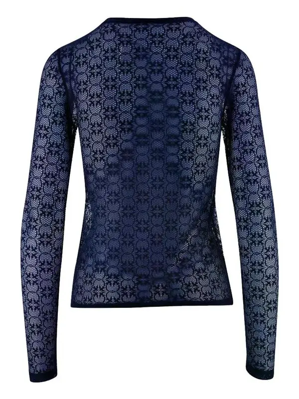 Pinko Stretch Lace Sweater With Love Birds Logo Motif - Blue