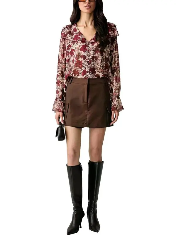 MORGAN Floral Print Ruffled Blouse - Red