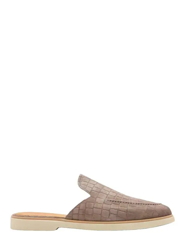 Magnanni Crocodile-effect Suede Mules - Brown