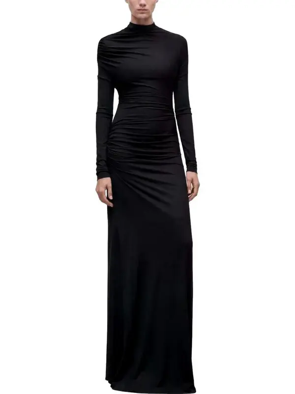 Victoria Beckham Ruched Long-sleeve Maxi Dress - Black