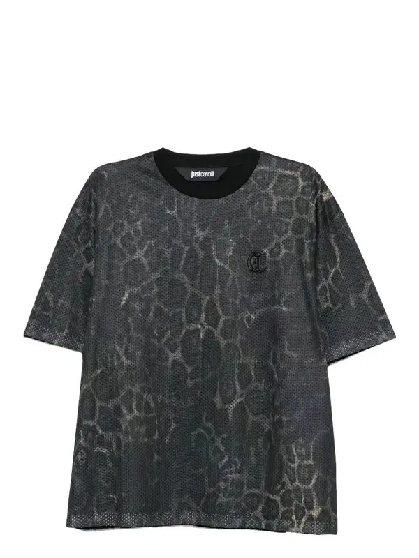 Just Cavalli Animal-print Mesh T-shirt - Black