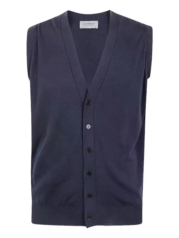 John Smedley Bolton Sleeveless Cardigan - Blue