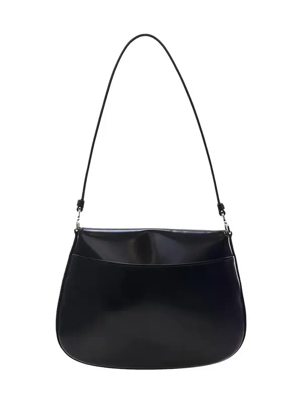 Prada Spazzolato Leather Cleo Flap Shoulder Bag - Black