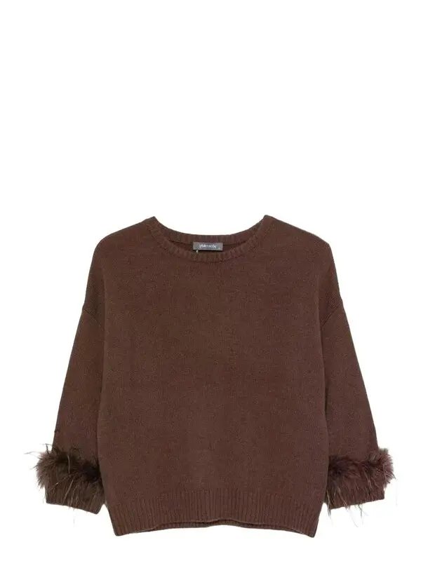 PHILO-SOFIE Feather-trimmed Knit Sweater - Brown