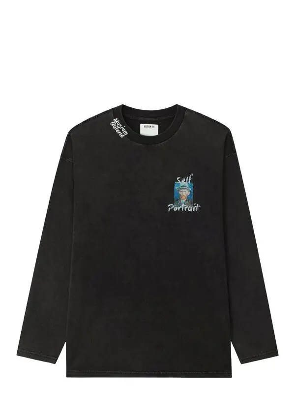 MUSIUM DIV. Portrait-print Long-sleeved T-shirt - Black