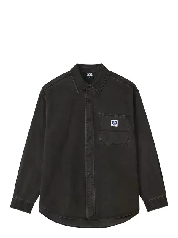 FINGERCROXX Logo-patch Button-down Shirt Jacket - Black