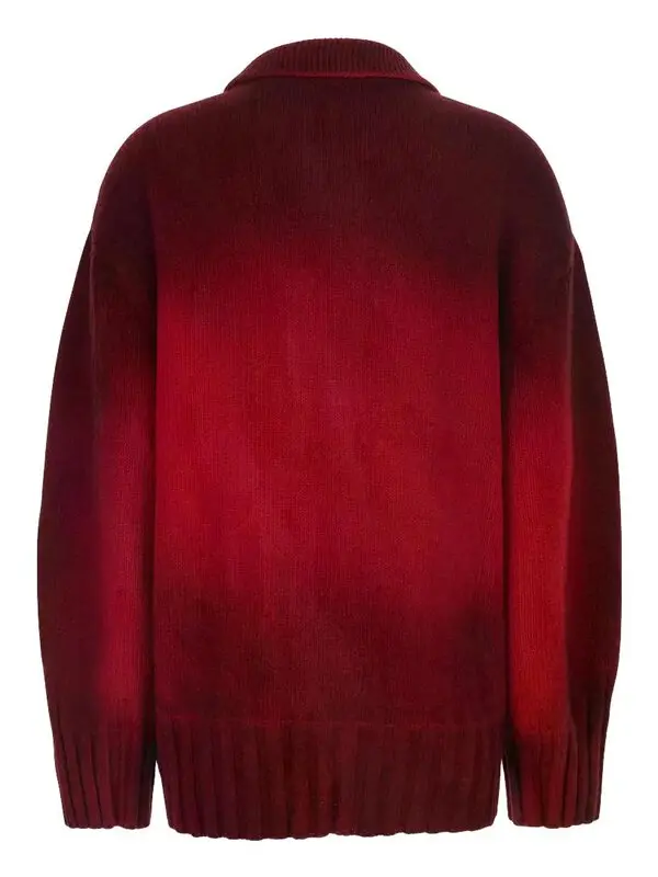 Attico Wool & Cashmere Blend Spray-dyed Cardigan - Red