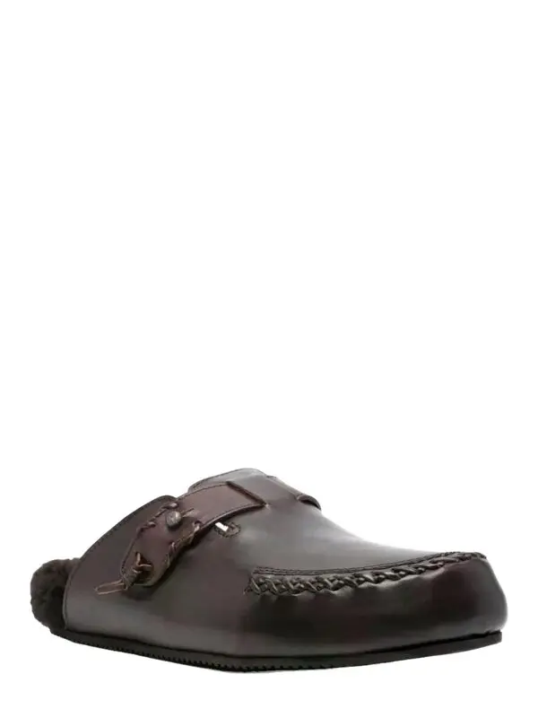 BUTTERO® Woven Leather Mules - Brown