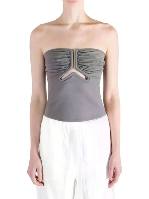 Rick Owens Cut-out Ruched Strapless Top - Grey
