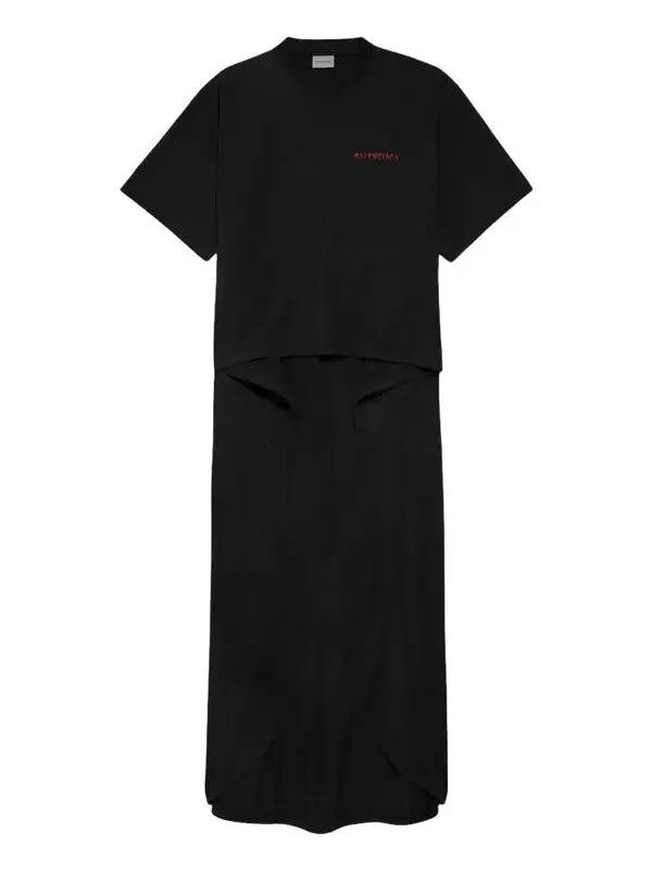 Balenciaga Logo Print Cape Back T-shirt - Black