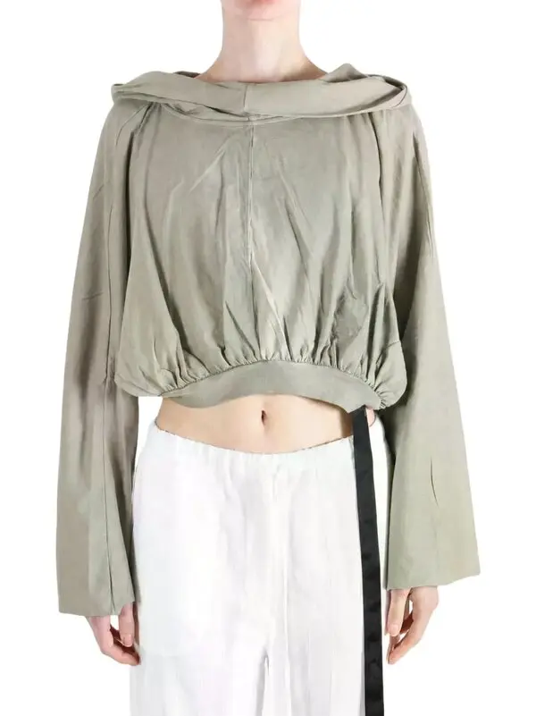 Rick Owens Cropped Hooded Hoodie - Green