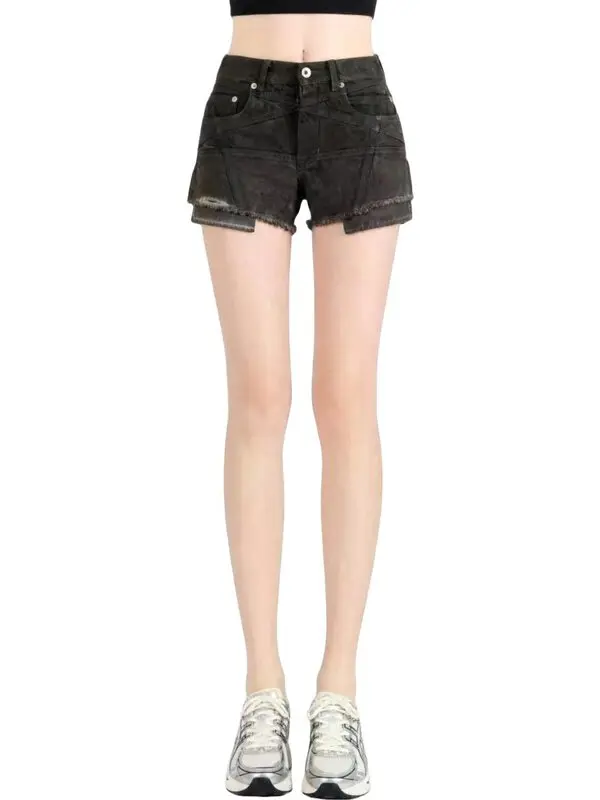 Rick Owens Distressed Denim Shorts - Grey