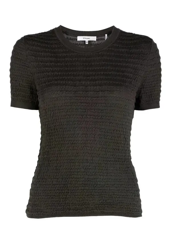 FRAME Smocked Short-sleeve Top - Brown