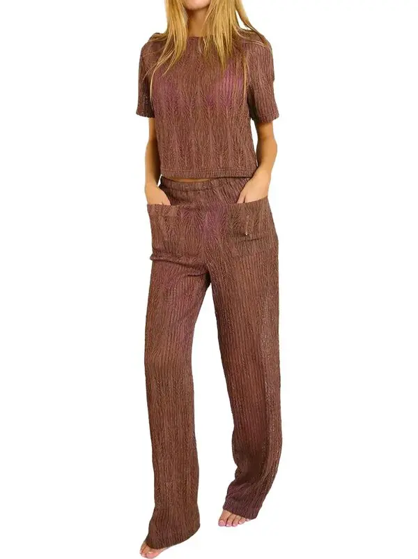 BANANA MOON Textured Straight-leg Trousers - Brown