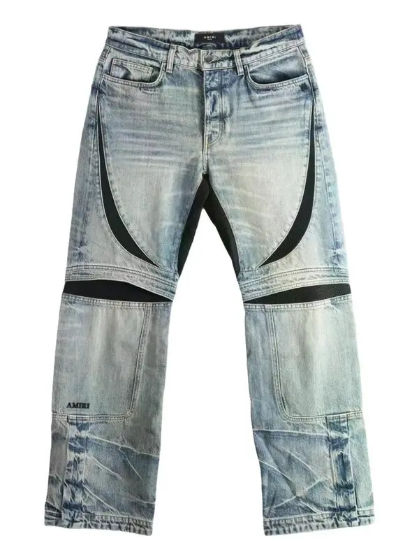Amiri Panelled Distressed Jeans - Blue