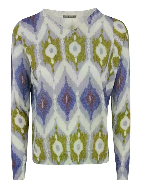 IN BED WITH YOU Abstract Print V-neck Sweater - White