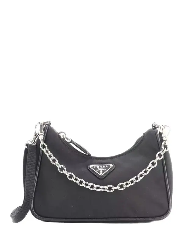 Prada Re-edition Shoulder Bag Tessuto Mini Hobo Bag - Black