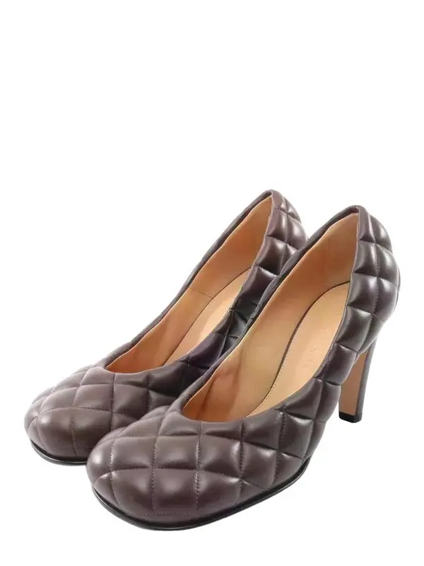 Bottega Veneta Dark Quilted Leather Heeled Pumps - Brown