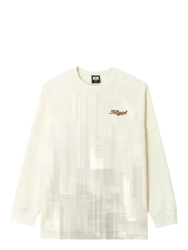 FINGERCROXX Waffle-knit Raglan Long Sleeve T-shirt - White