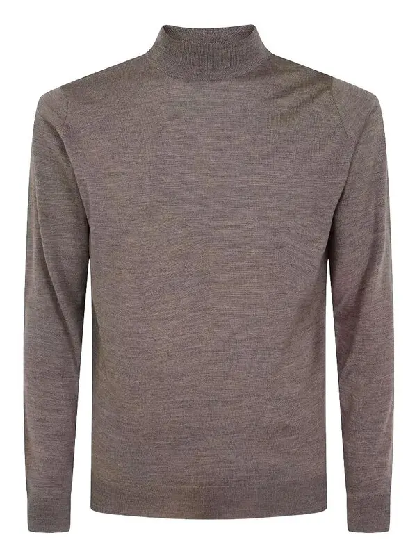 John Smedley Harcourt Mock Neck Fine Knit Top - Brown
