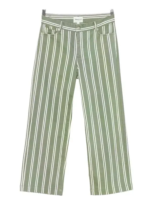 MAISON123 Rose Vertical-stripe Cropped Jeans - Green