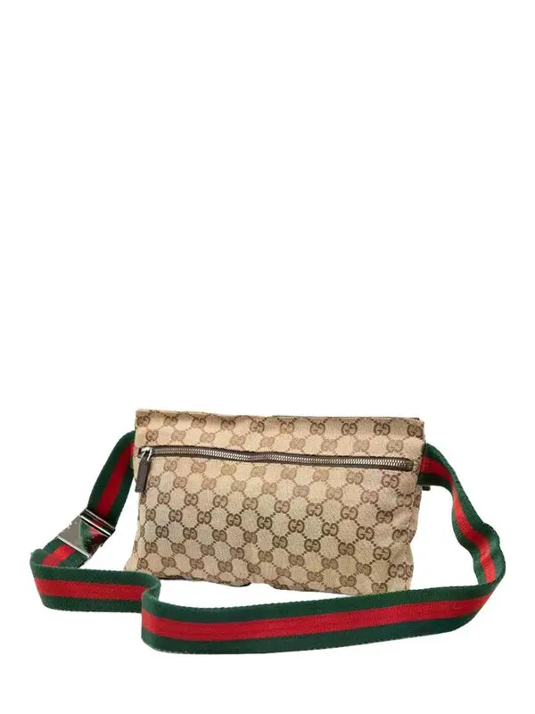 Gucci Gg Canvas Web Double Pocket Belt Bag - Neutrals