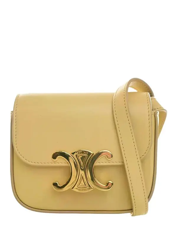Celine Mini Shiny Calfskin Triomphe Crossbody Bag - Yellow