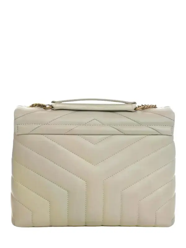 Saint Laurent Matelassé Calfskin Monogram Loulou Shoulder Bag - White