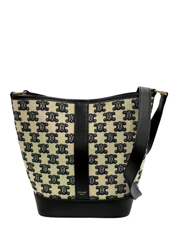 Celine Small Triomphe Embroidered Canvas Bucket Bag - Brown
