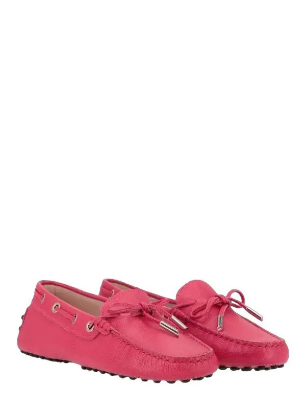 TOD'S Bow-detail Pebbled Loafers - Pink