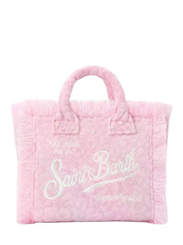MC2 SAINT BARTH Leopard-embossed Fringed Mini Tote Bag - Pink