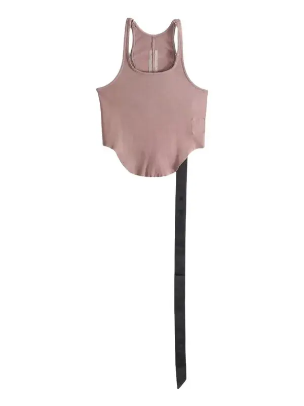 Rick Owens Cropped Racerback Tank Top With Curved Hem - Brown