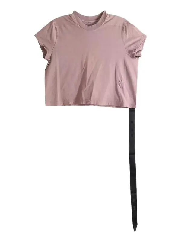 Rick Owens Cropped T-shirt With Hanging Strap - Brown