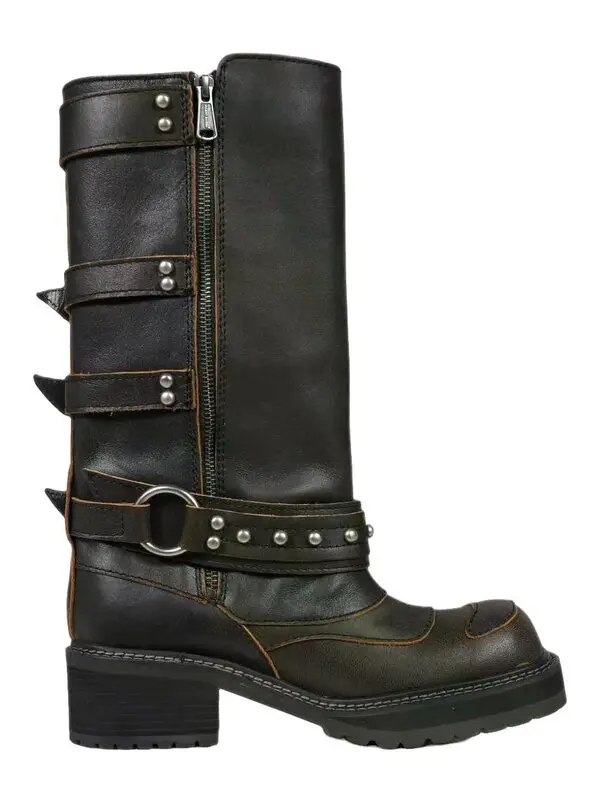 VACANT ARCHIVE Ivan Buckle-strap Mid-calf Boots - Brown