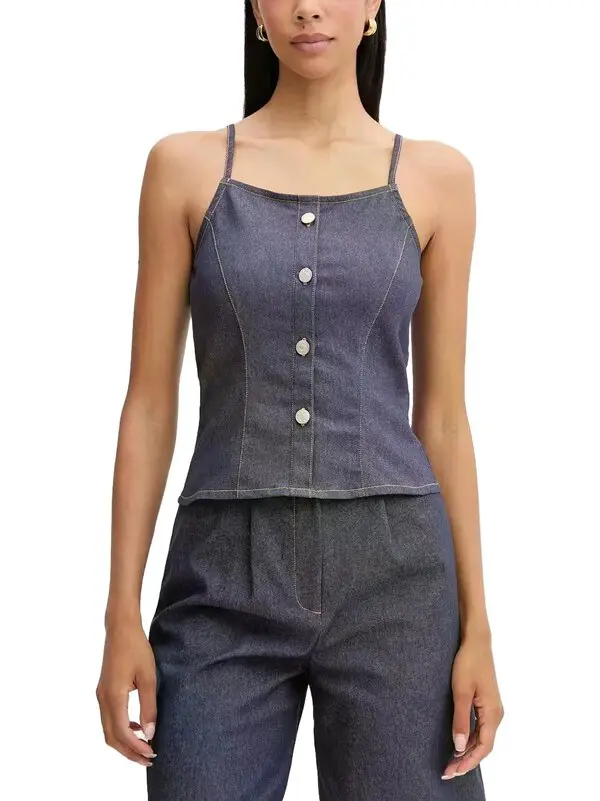 MORGAN Denim Button-up Top - Blue