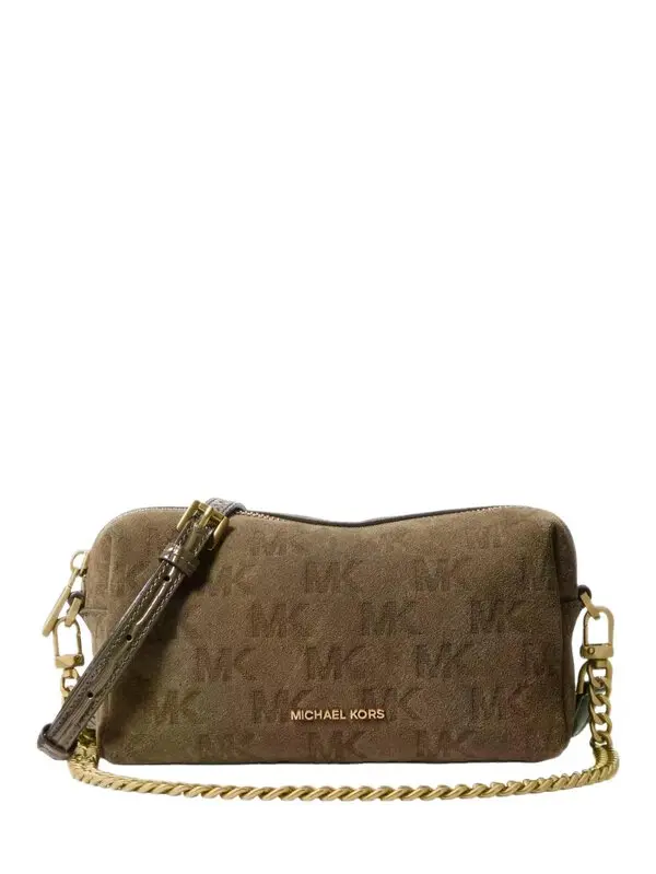 Michael Kors Monogram Debossed Suede Crossbody Bag - Green